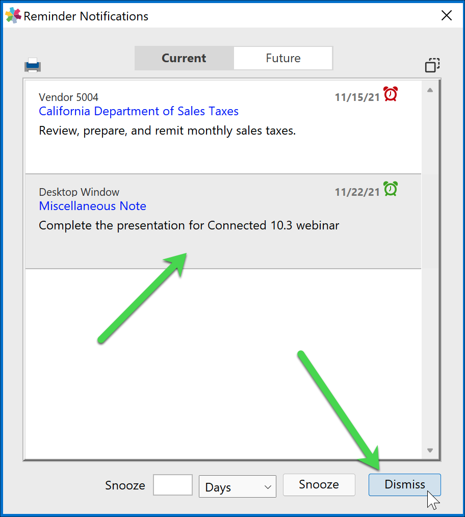 Connected Accounting Reminders and Notifications : Accountek Solutions Inc