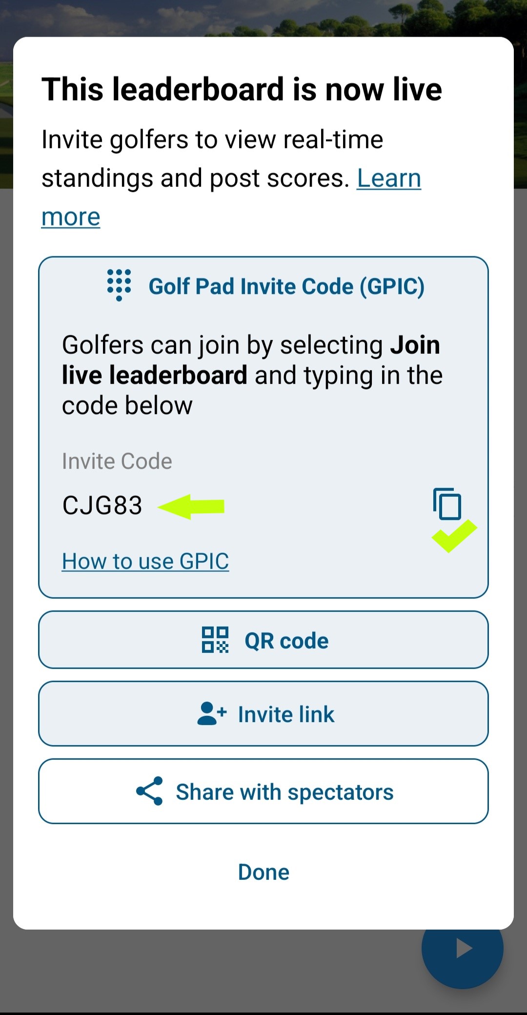 Golf Pad Invitation Codes (GPIC) and other joining options : Golf Pad ...