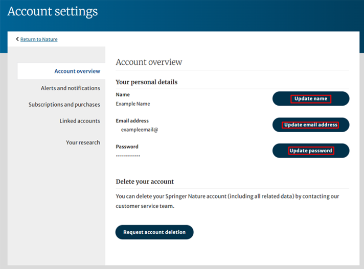 How can I change my email address? : Nature Support