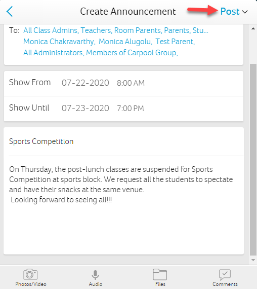 Posting Announcements : Helpdesk