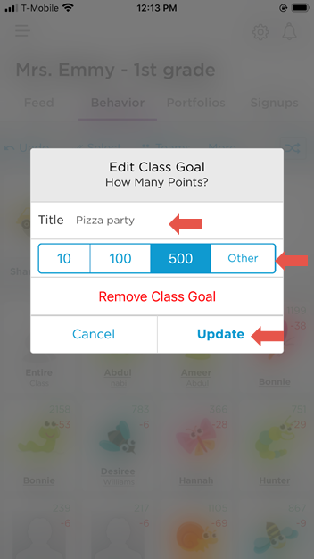 How to set Class Goals : Helpdesk