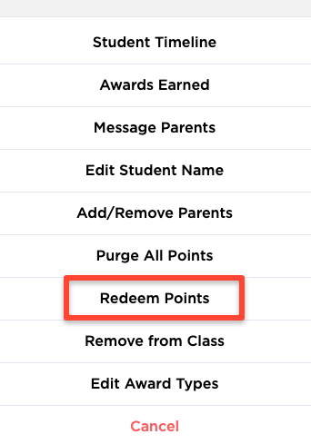 Behavior - Redeem Points in a Classroom : Helpdesk
