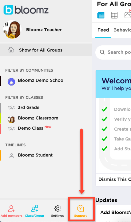 Contacting Bloomz Support : Helpdesk