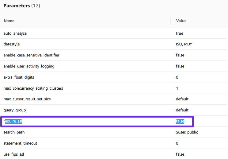 Ensure Redshift Cluster Requires TLS Check : iCompaas Support