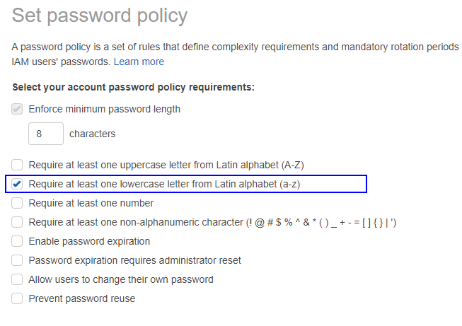 IAM password policy : iCompaas Support