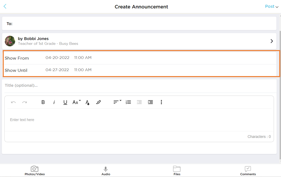 Posting Announcements : Helpdesk