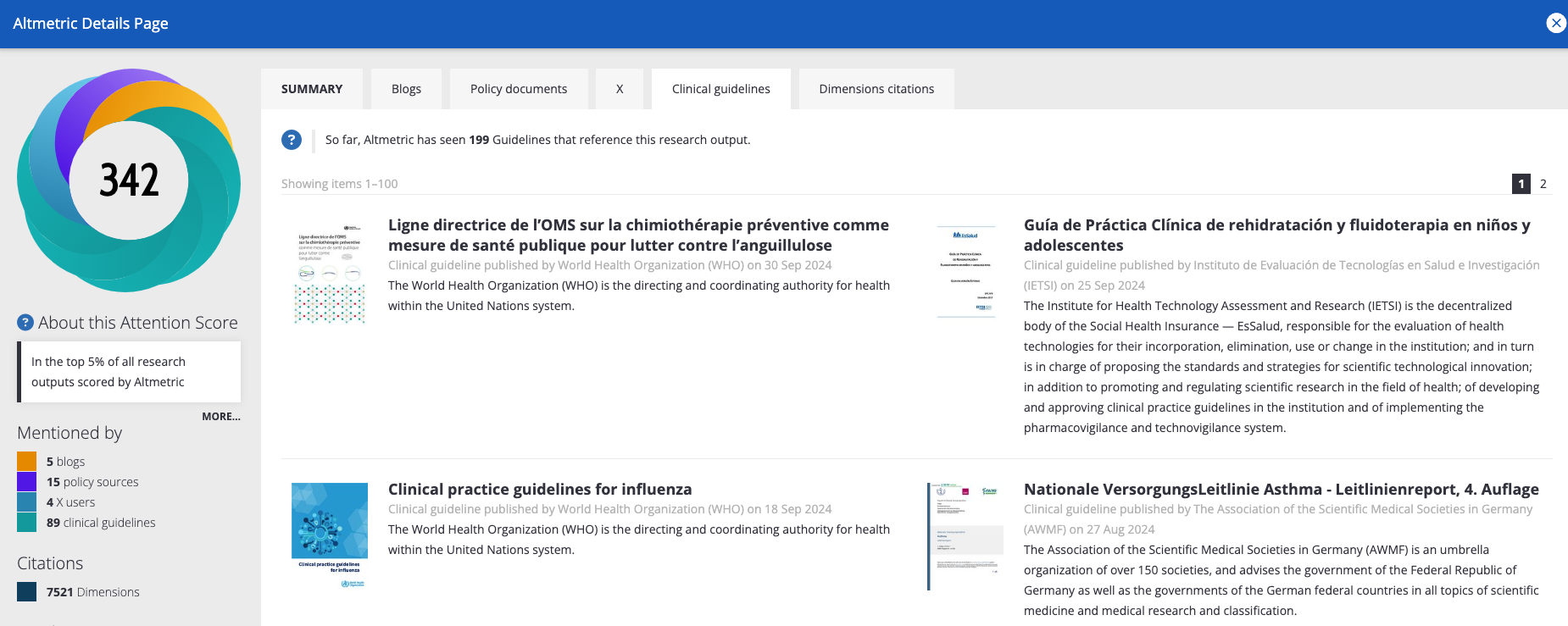 Clinical Guidelines : Altmetric