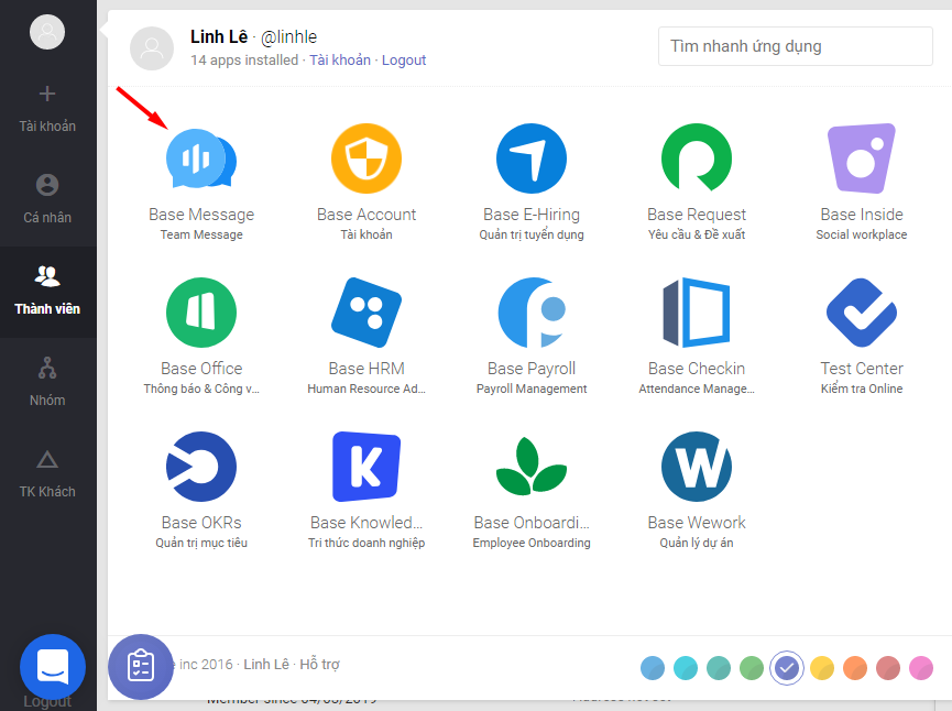 Base Message: Cách thêm nhóm chat/ kênh chat : Base.vn