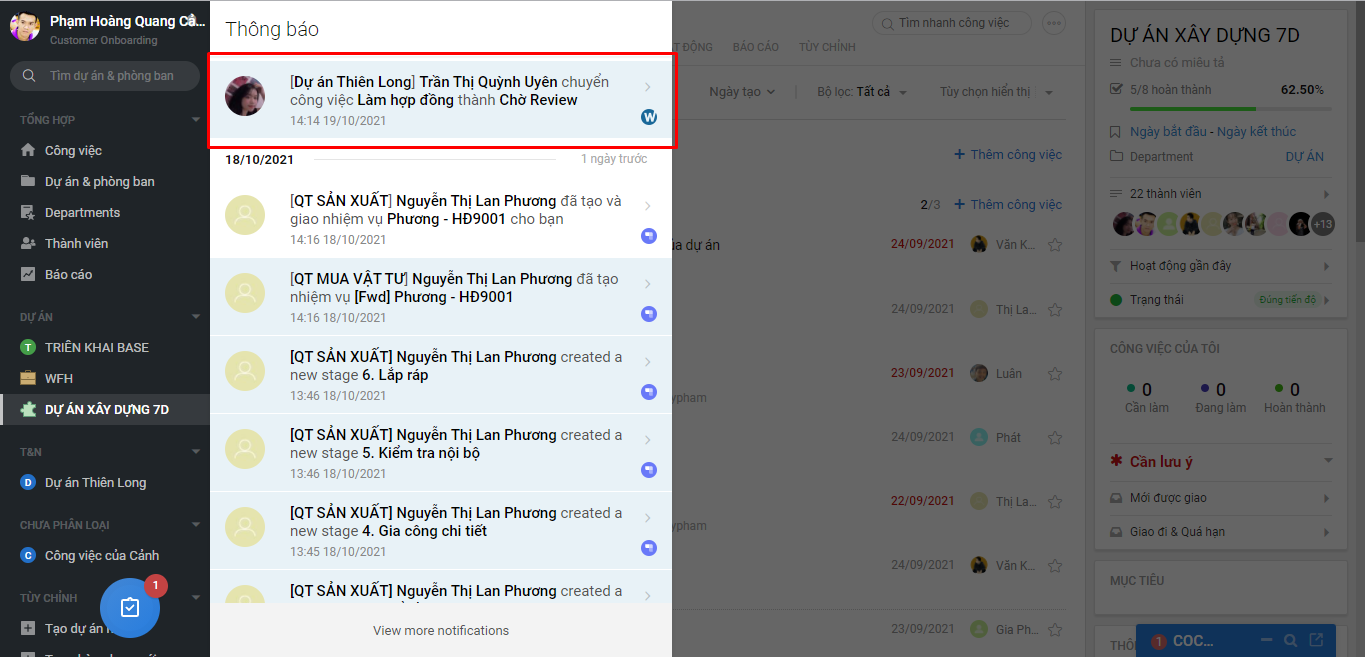 Base Wework: Thiết lập tính năng đánh giá công việc (review) trước khi ...