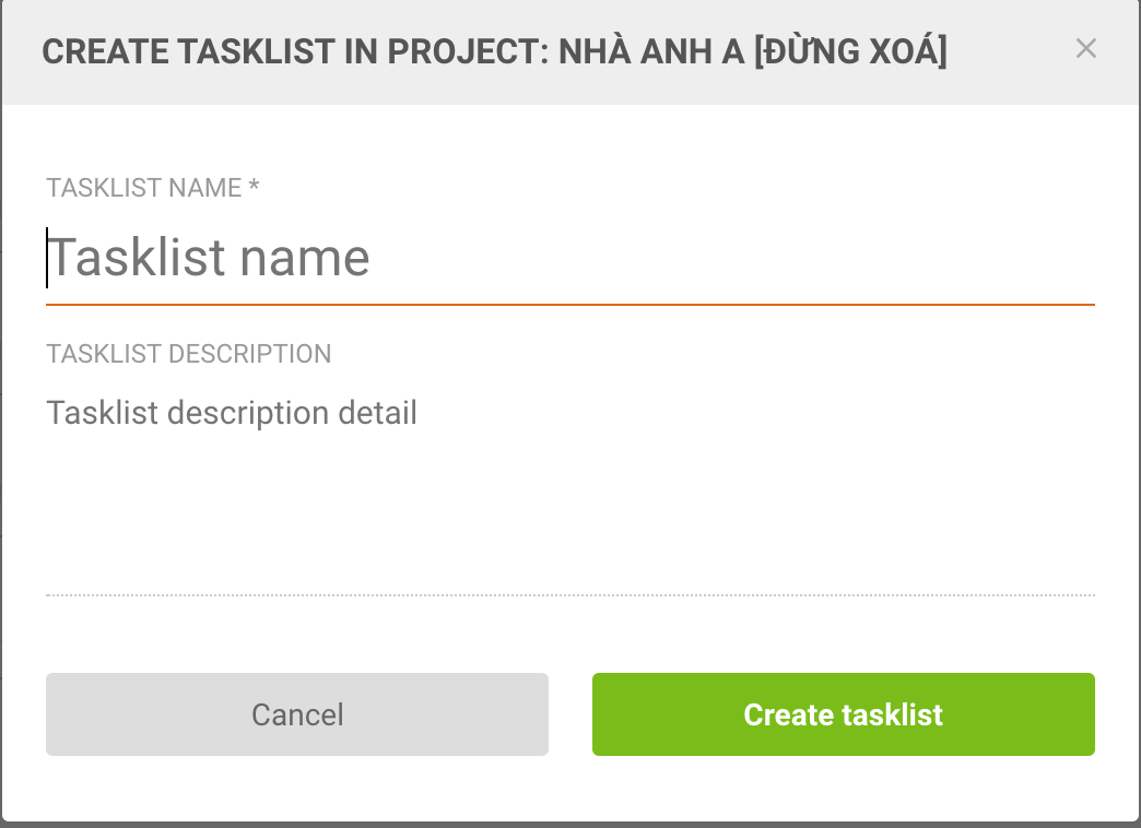 Base Wework: Create a tasklist : Base.vn