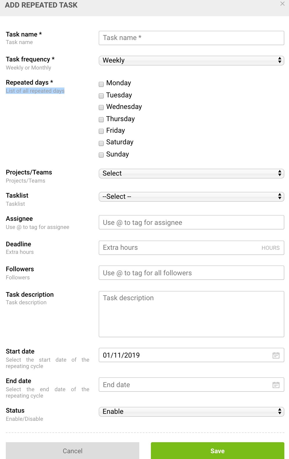 Base Wework: Create repeated tasks : Base.vn