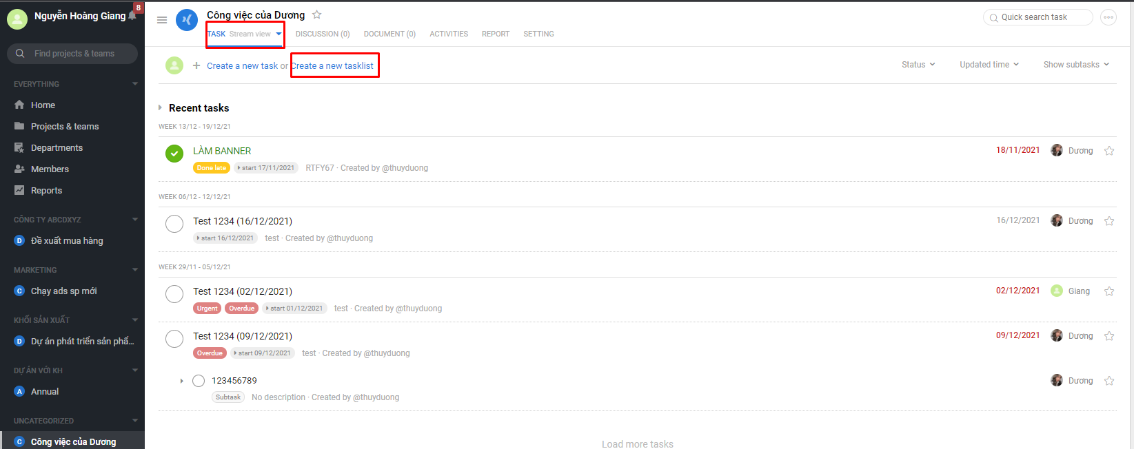 Base Wework: Create a tasklist : Base.vn