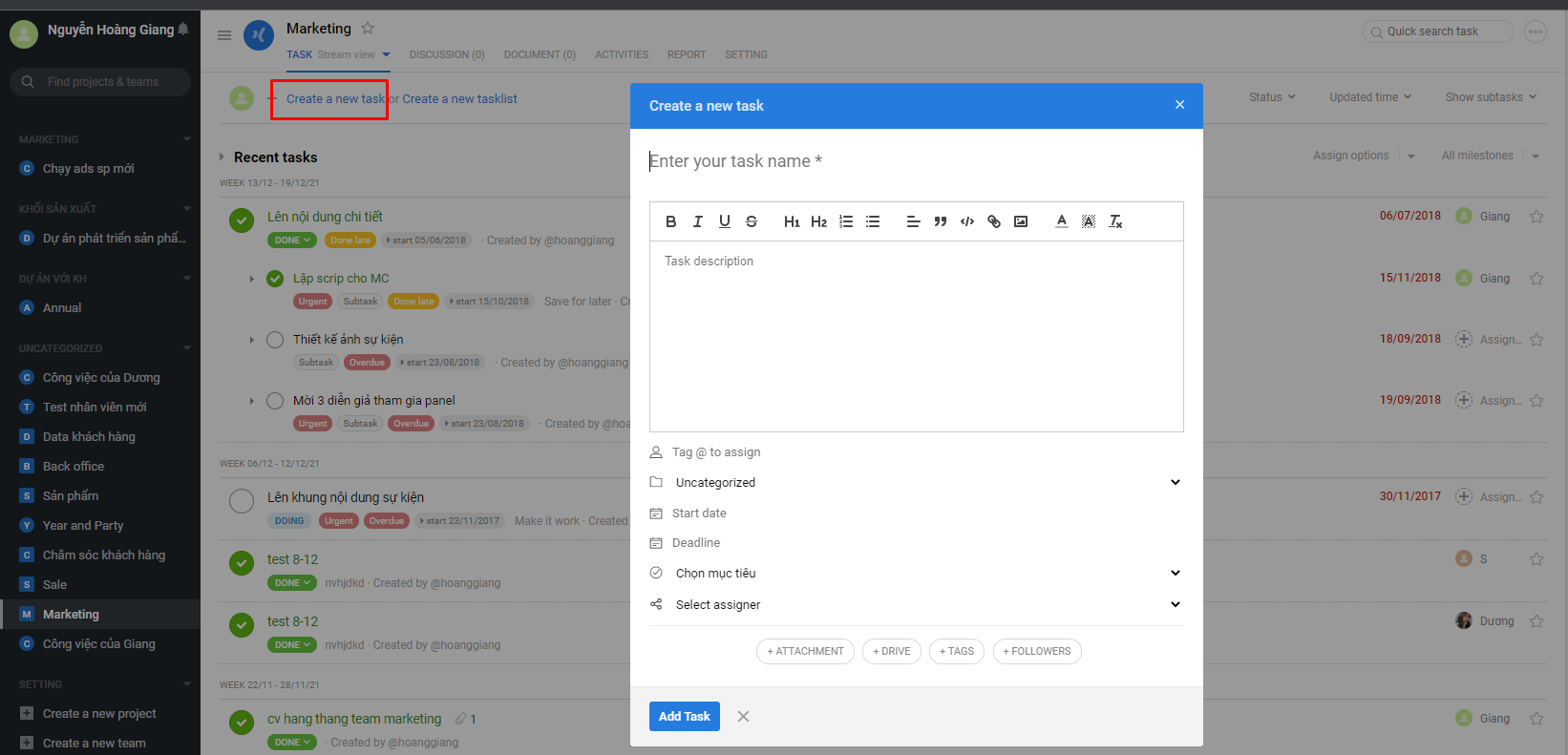 Base Wework: Create a task : Base.vn