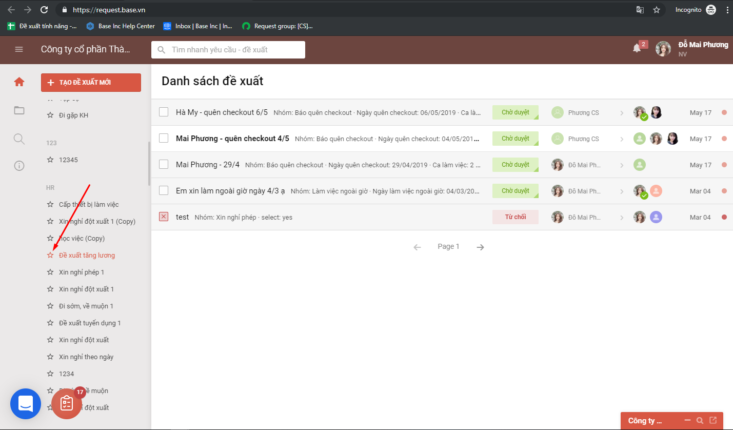 Base request: Pin a request form : Base.vn