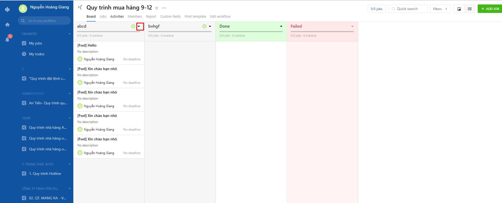 Base workflow: Manage todos within stage : Base.vn