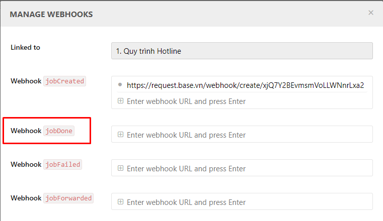 Webhook: Chuyển dữ liệu tự động từ Workflow sang Request : Base.vn