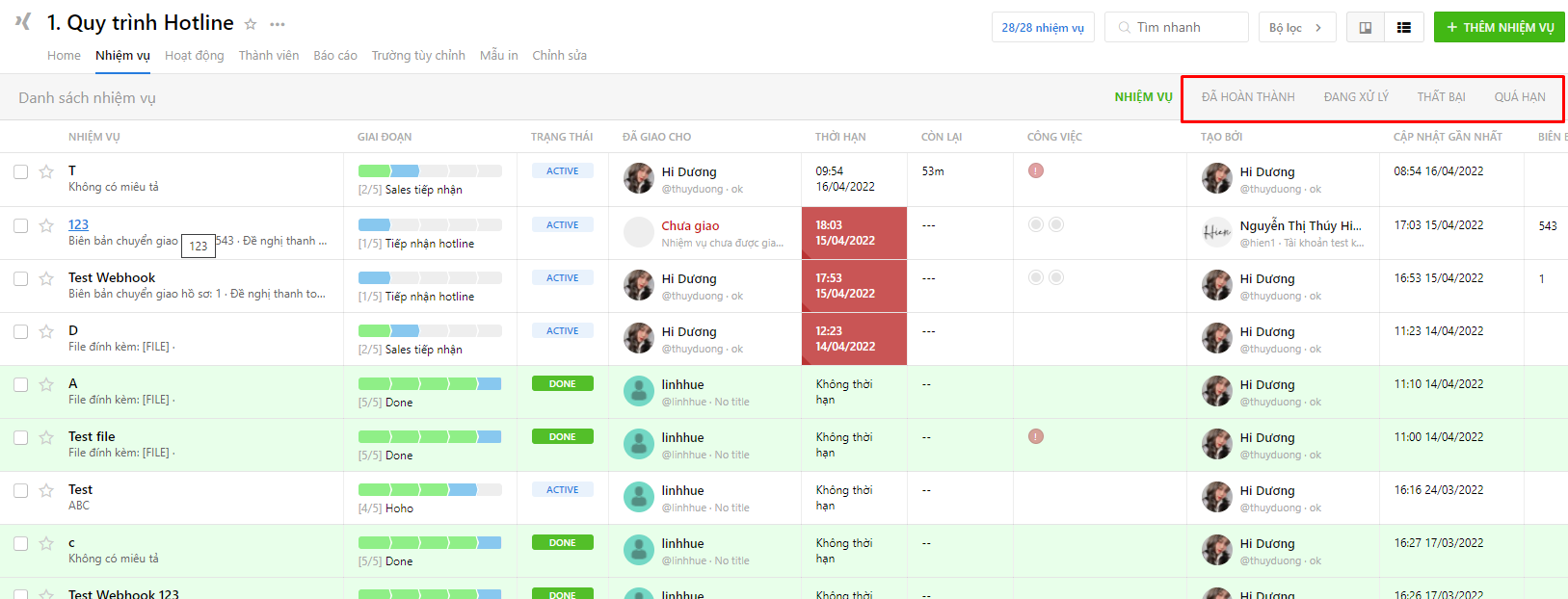 Base Workflow: Giới thiệu giao diện trong 1 quy trình : Base.vn