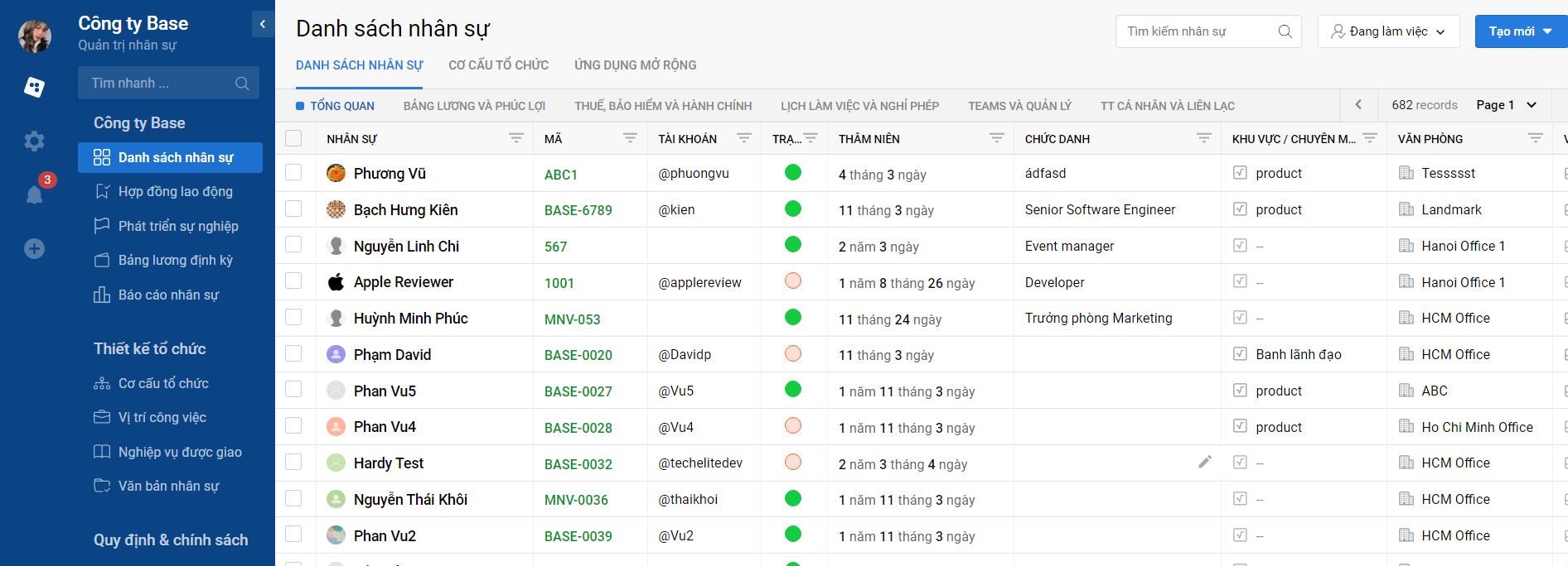 Base HRM - Nhân sự: Chỉnh sửa mã chấm công cho nhân viên : Base.vn