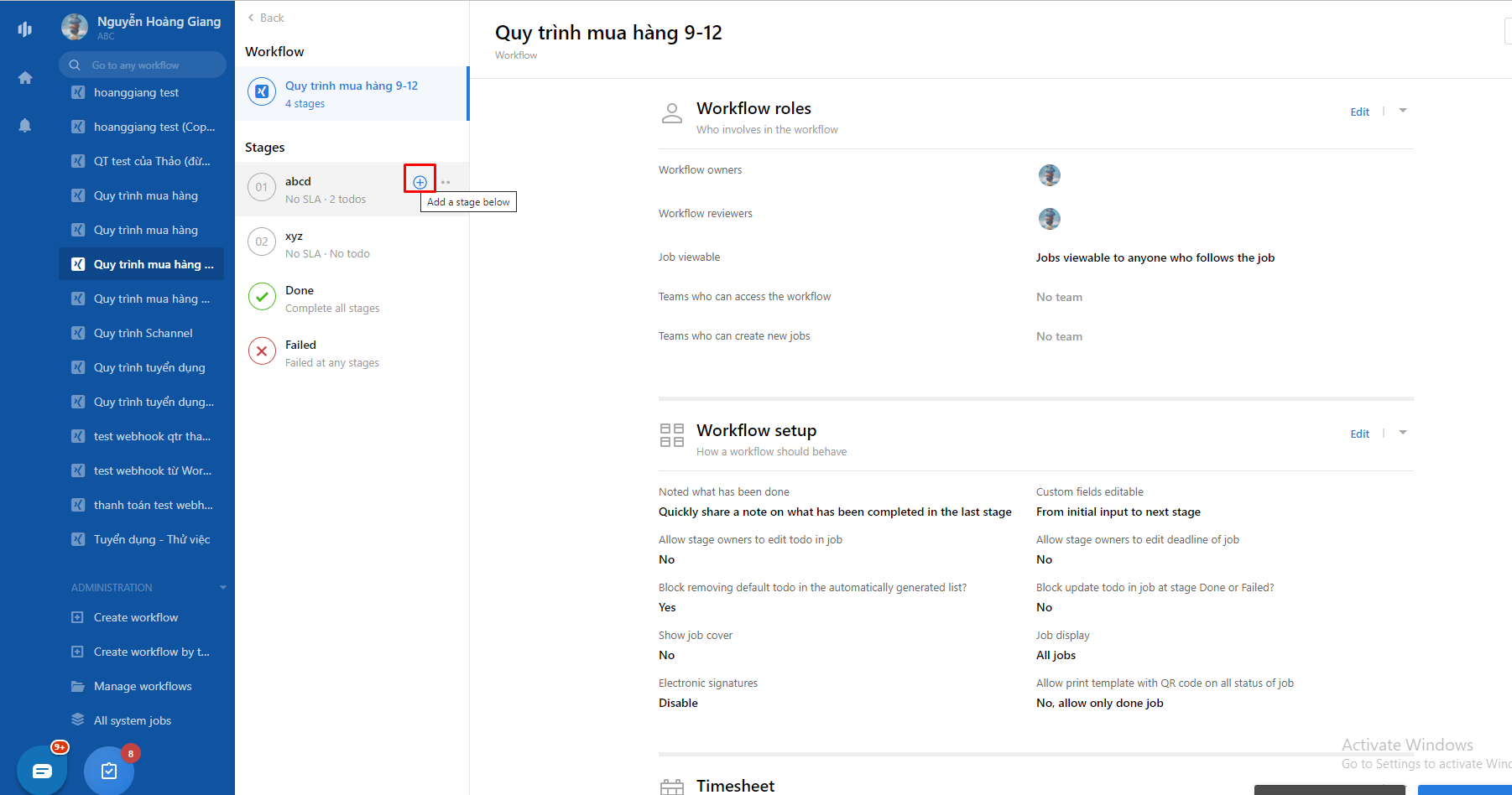 Base Workflow: Create a new stage : Base.vn