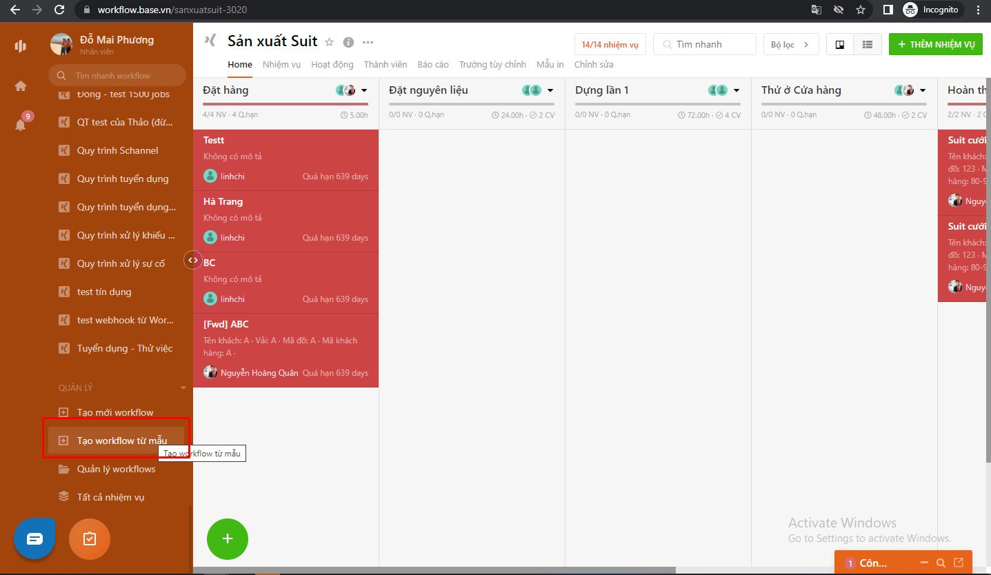 Base Workflow: Cách tạo quy trình từ mẫu (Base Template) : Base.vn