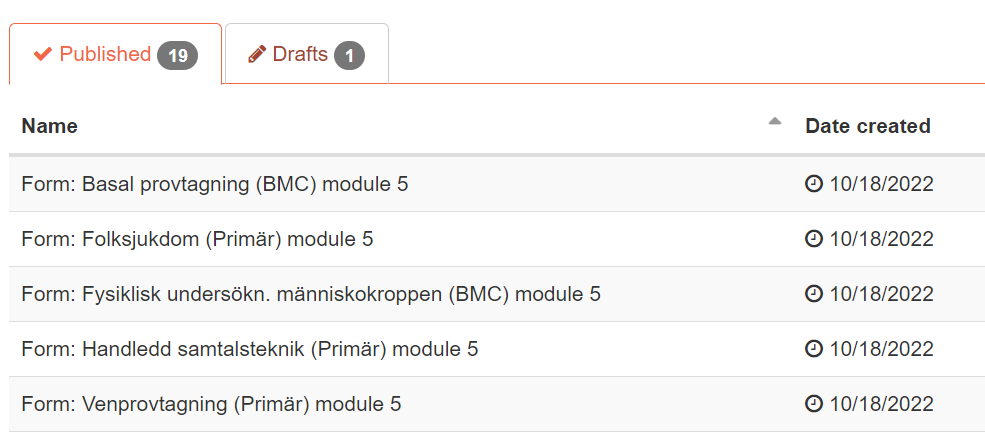 Ortrac - create evaluation form : Orzone AB