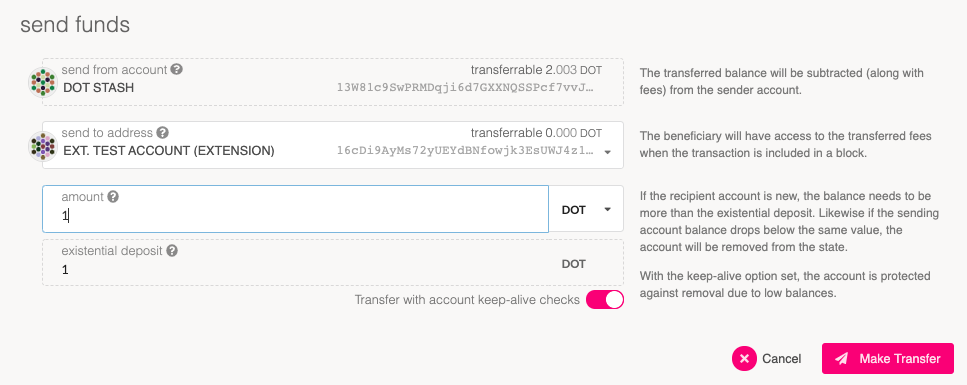 How to send funds out of your DOT account on Polkadot-JS UI | Polkadot