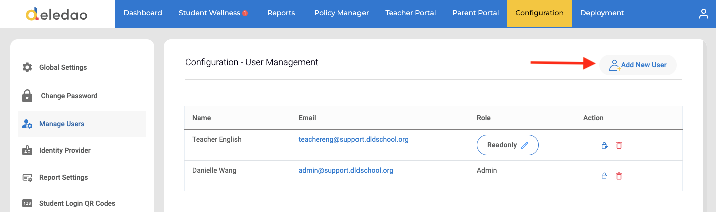 User Management : Support Portal
