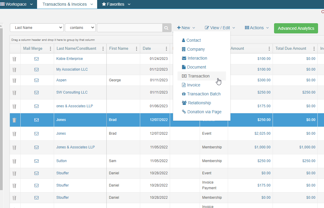 How do I enter an In Kind transaction? : AssociationSphere