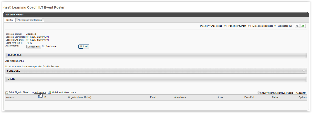 6. The Roster interface is presented