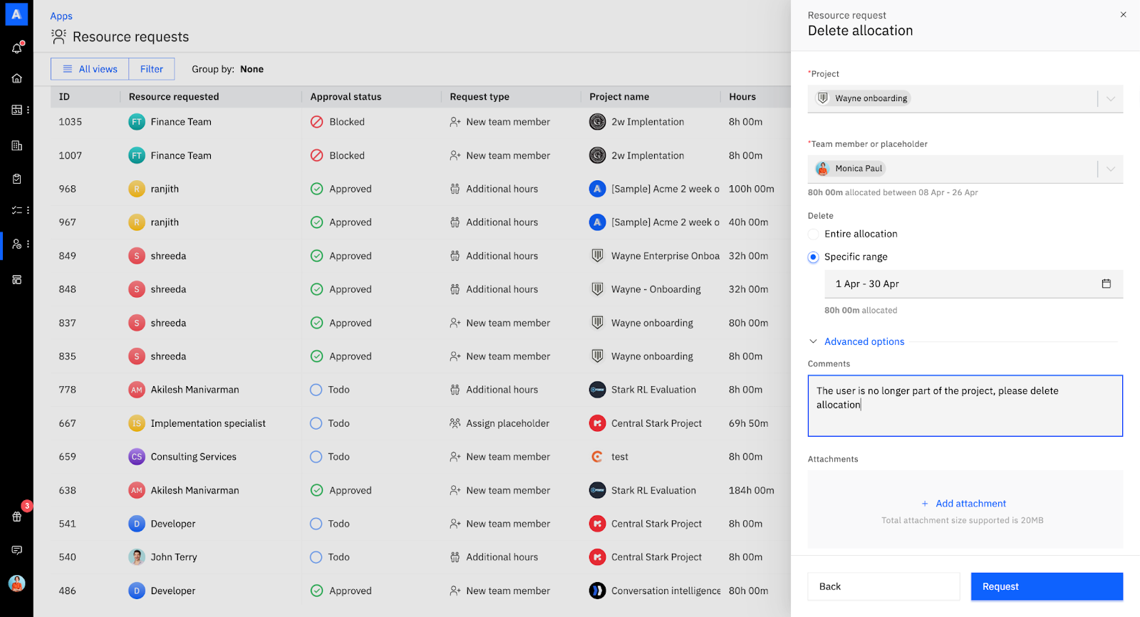 Streamlining Resource Allocation with Rocketlane's Resource Request : Rocketlane