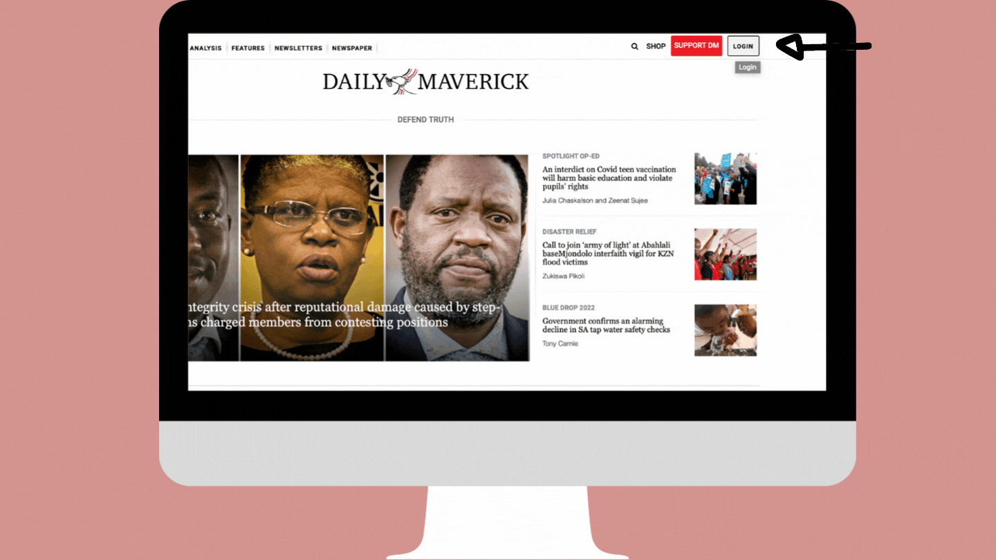 Log into your account : Daily Maverick