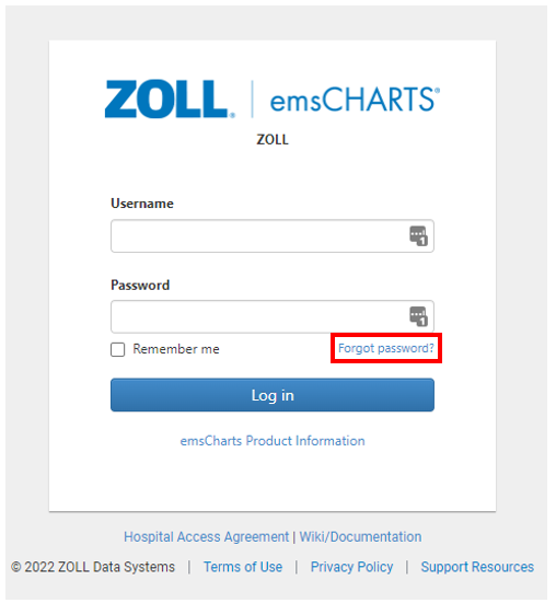 Reset your emsCHARTS Password : Help Desk Portal