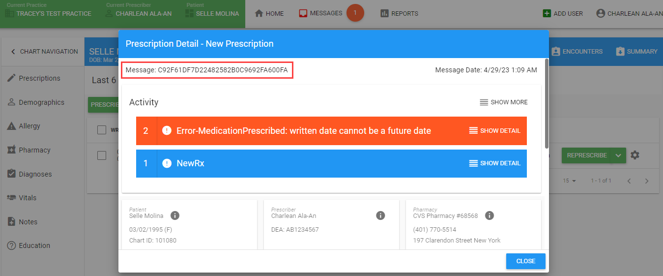 How to Locate Prescription Message ID : ScriptSure Cloud ERX-DAW Systems