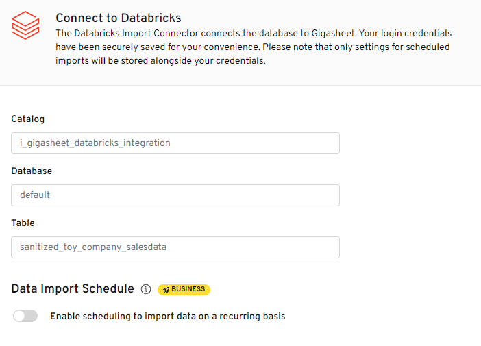 Gigasheet for Databricks : Support