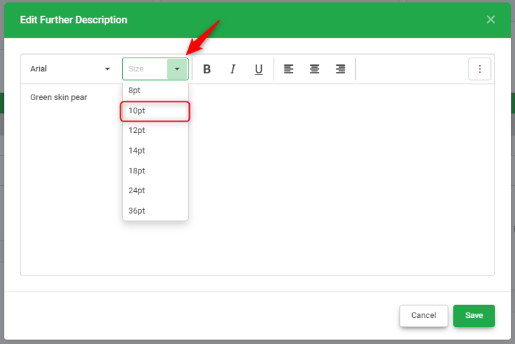 Cloud Accounting : Font Type/Font Size for Further Description not same ...