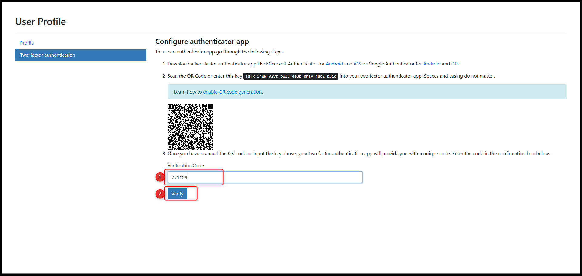 HRMS : Two Factor Authentication