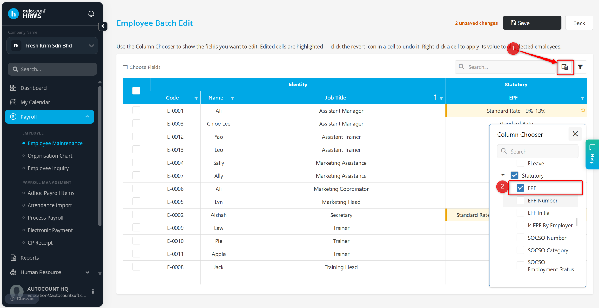 HRMS : How to Update Employee’s EPF Table in AutoCount HRMS?