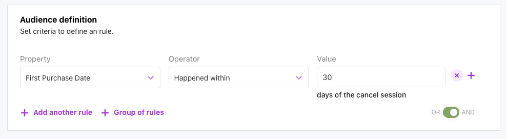 Understanding Chargebee Retention properties and operators in Audience creation. : Chargebee ...
