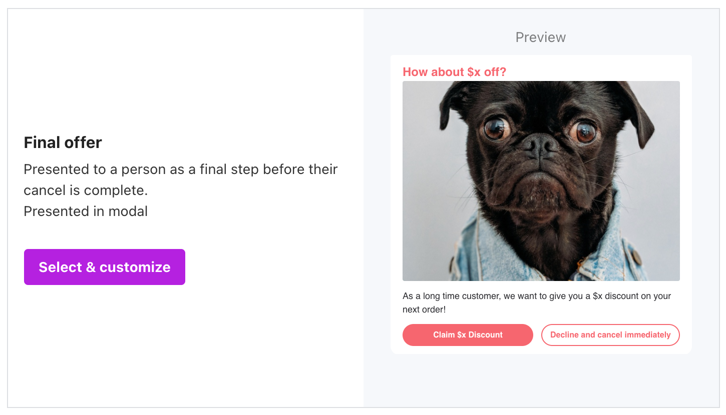 How to use offer placement in Chargebee Retention to drive deflection? : Chargebee Help Center