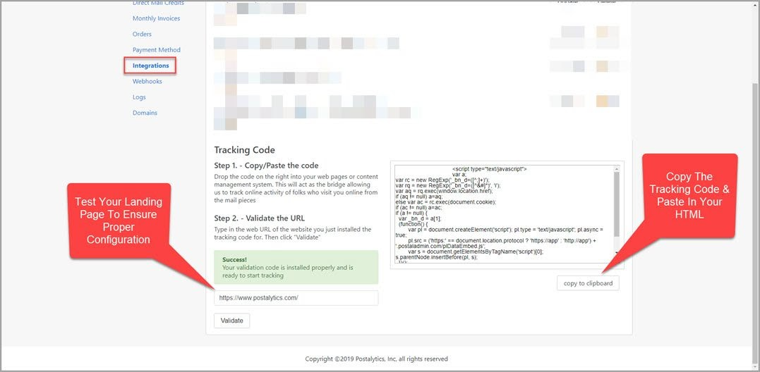 Tracking Code Overview | Postalytics
