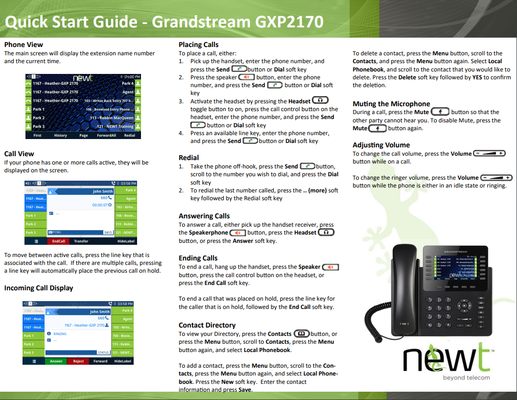 FAQ - GrandStream GXP2170 Phone - Quick Start Guide : Moffatt & Powell ...