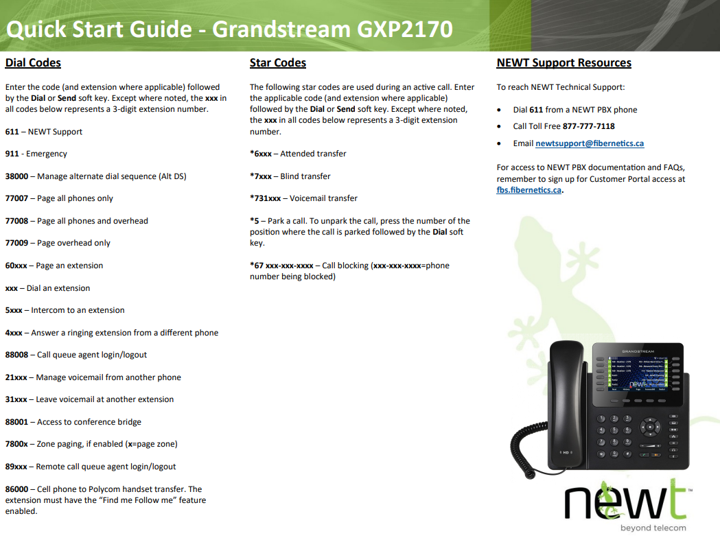 FAQ - GrandStream GXP2170 Phone - Quick Start Guide : Moffatt & Powell ...