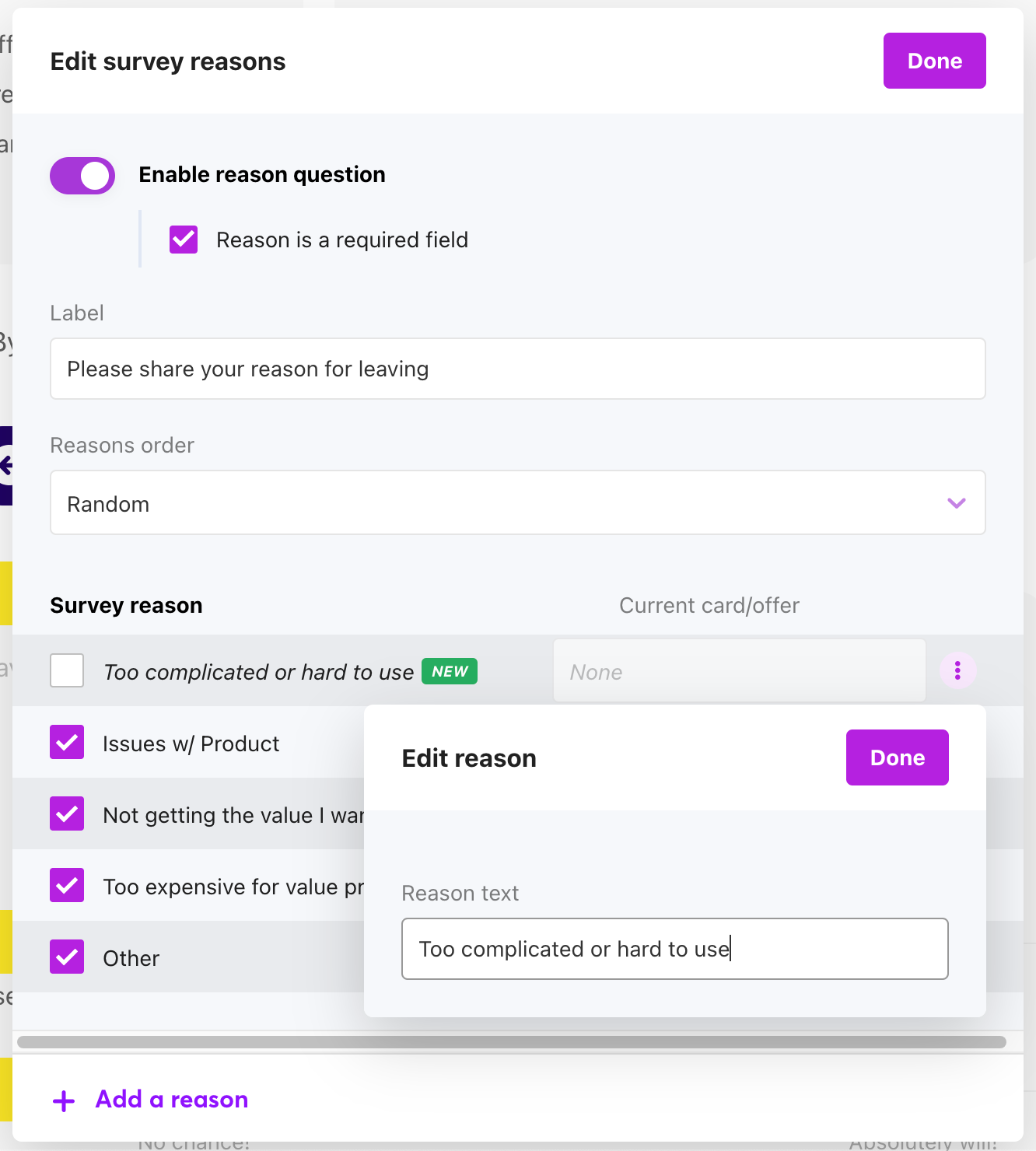 How to add your Cancel Reasons to Chargebee Retention? : Chargebee Help ...