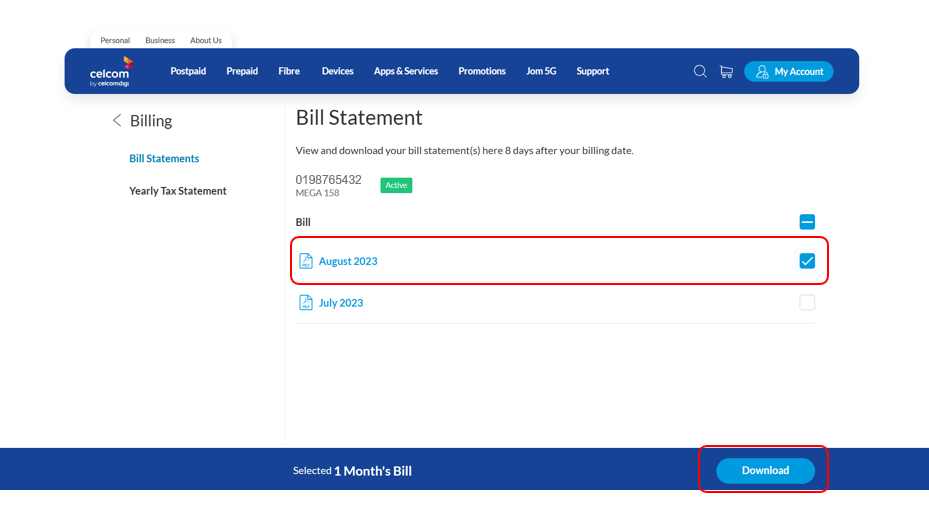 Celcom Online Customer Service Bills