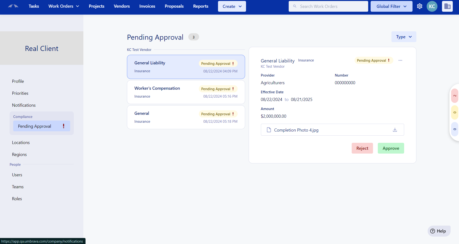 Client: Vendor Compliance