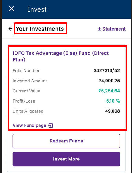 Step 5: When you click on an investment, it will give you a detailed ...