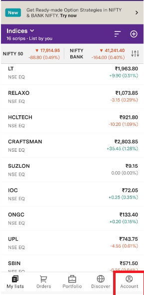 Step 3 : Click on ‘ My Account