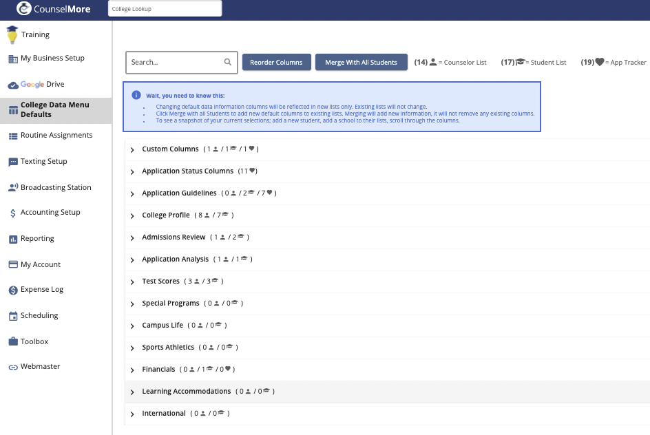 Self Guided : 2) College Lists & App Tracker