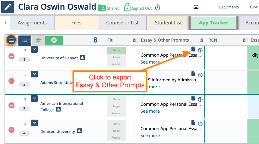 Self Guided : 2) College Lists & App Tracker