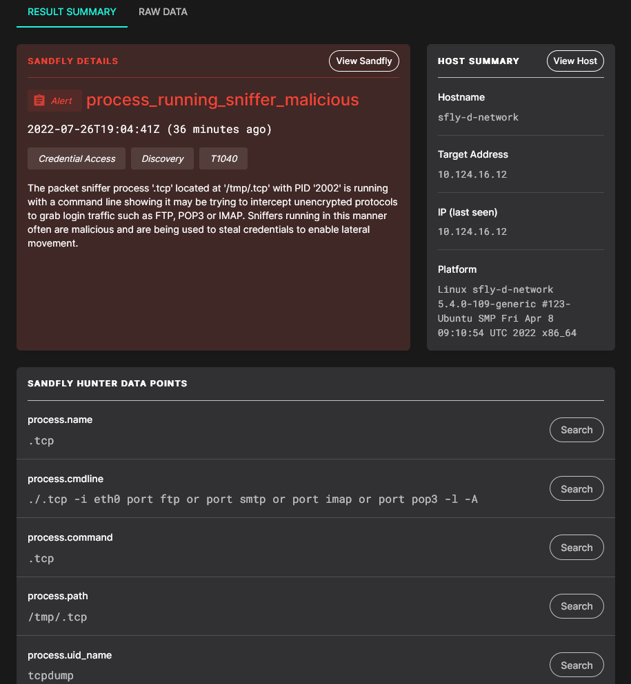 Theory of Operation : Sandfly Security Customer Service